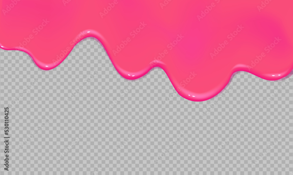 Flowing realistic pink sweet melting icing on transparent background ...