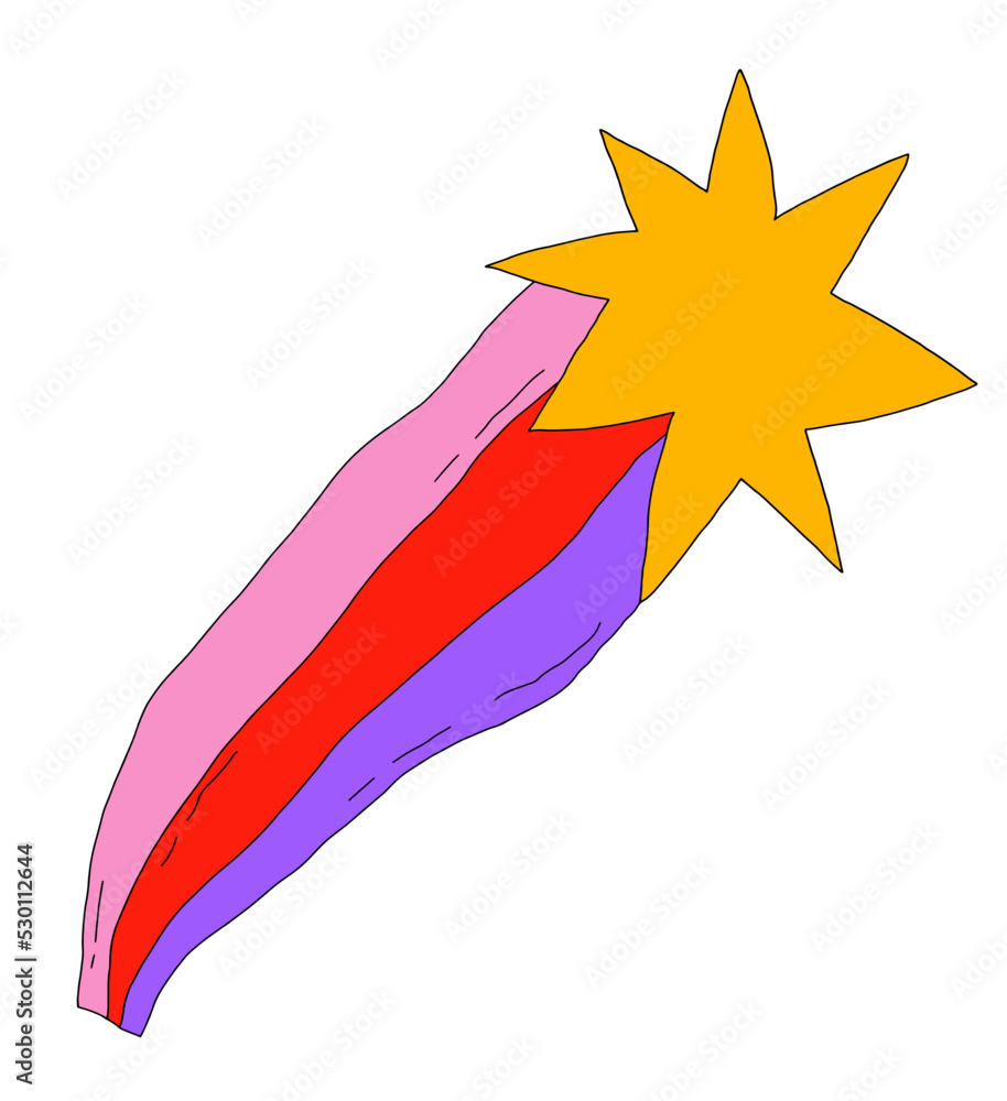 Vector de Stock isolated sticker-shooting star with rainbow.1970 ...