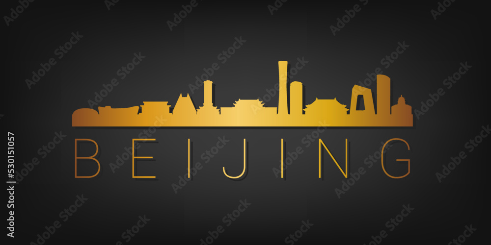 Beijing, China Gold Skyline City Silhouette Vector. Golden Design ...