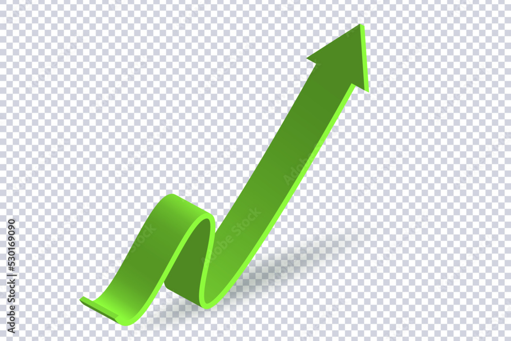 Growing Green Arrow up. Growth chart sign. Flexible arrow indication ...