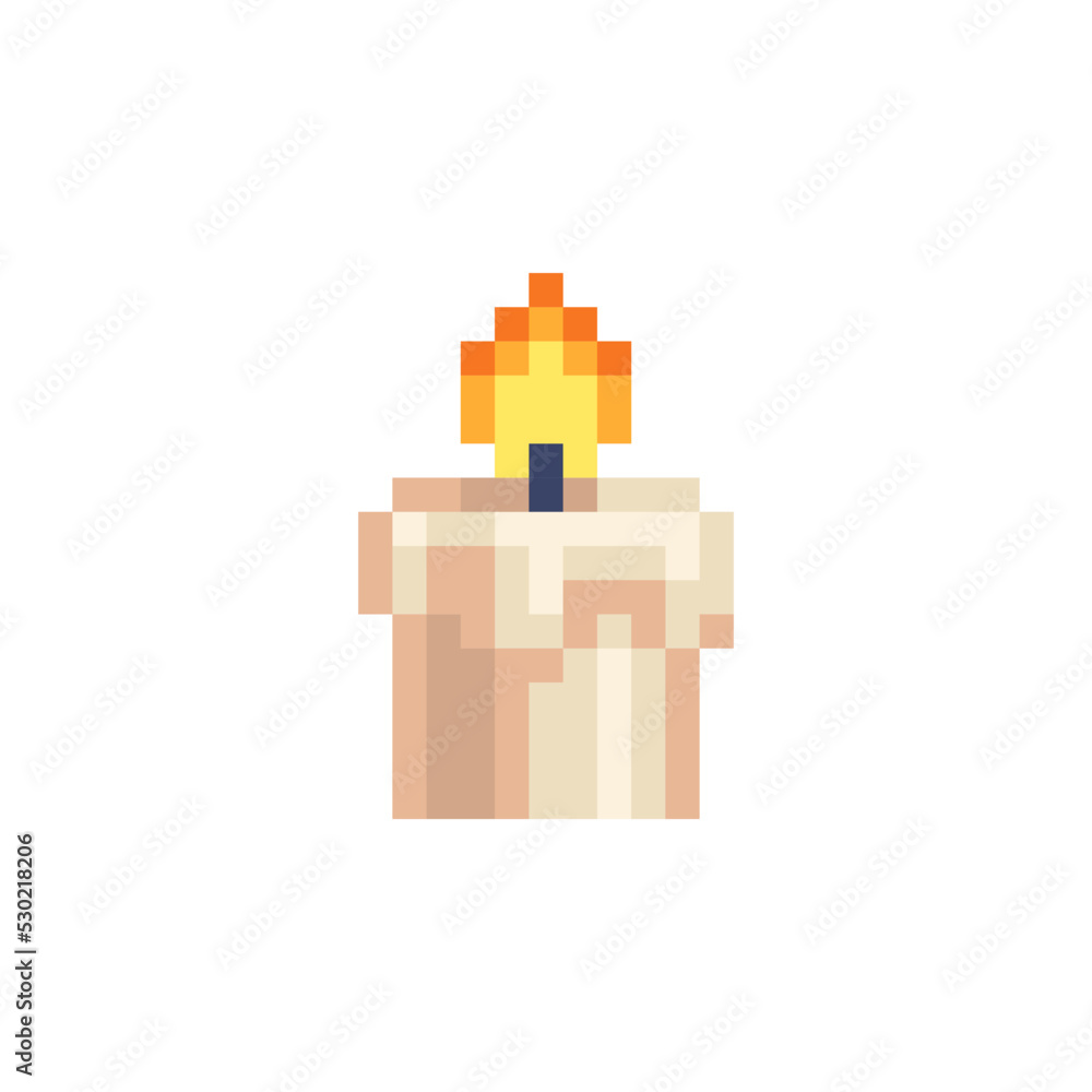 Burning candle sticker, pixel art icon design for logo, web, mobile app ...