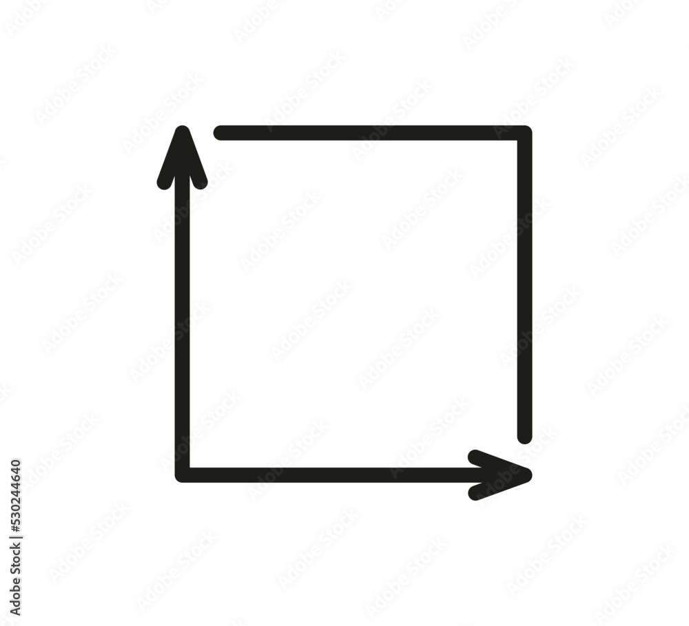 Square area icon. Coordinate axes sign. Coordinate system. Flat math ...