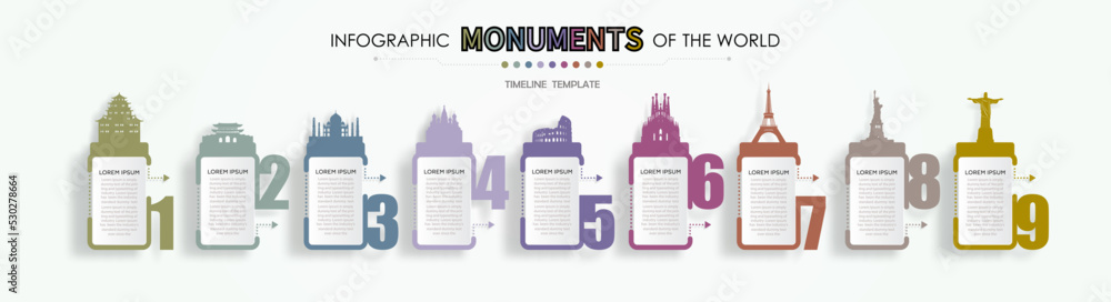 Travel landmark infographic world monument template, Modern ...