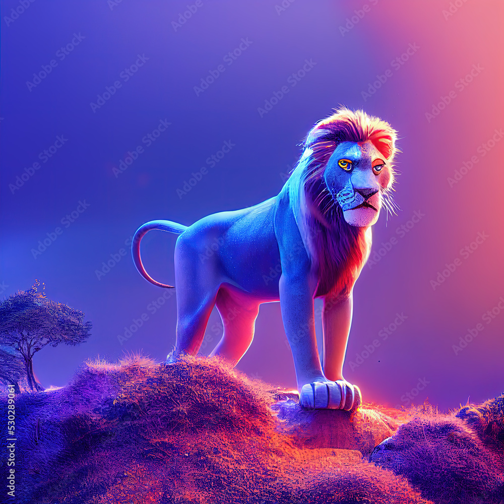 Beautiful lion standing. Character Design. Concept Art Characters. Book ...
