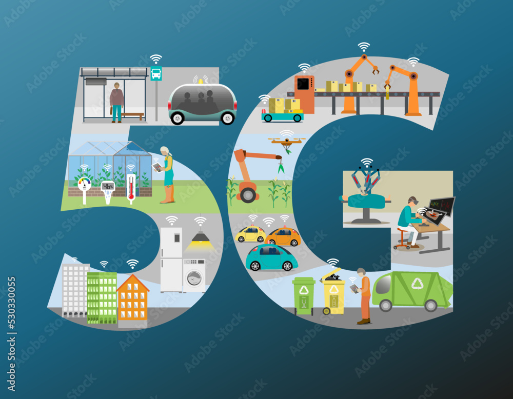 5G Use Cases. Smart manufactuiring. Connected, autonomous vehicles ...