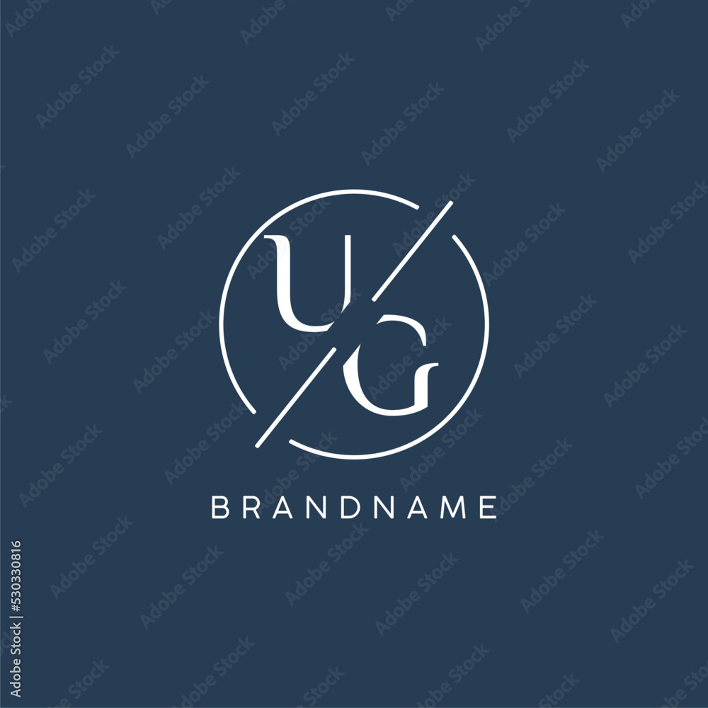 Initial letter UG logo monogram with circle line style Stock Vector ...