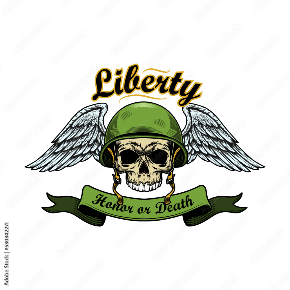 Army emblem. Military labels template with skulls in pilot helmets or ...