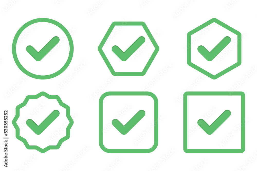 Check marks Icon Set, Tick marks, Accepted, Approved, Yes, Correct, Ok, Right Choices, Task ...