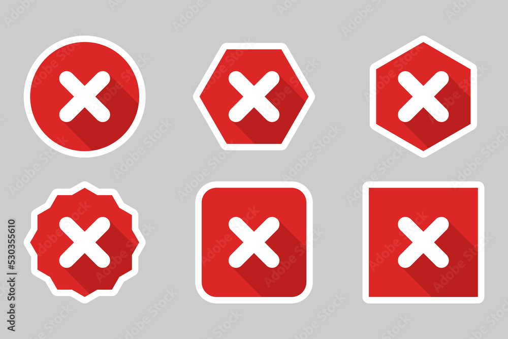Wrong marks Icon Set, Cross marks, Rejected, Disapproved, No, False ...