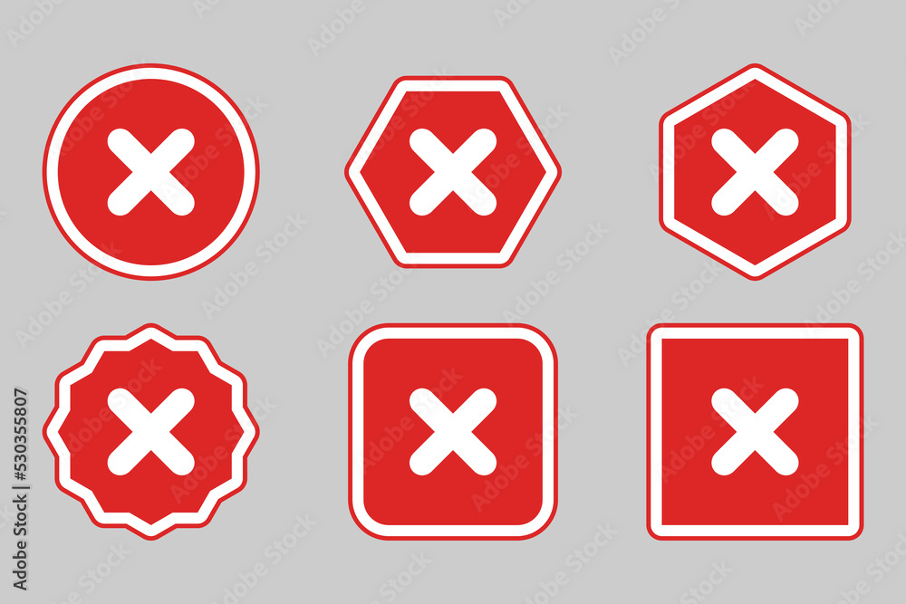 Wrong marks Icon Set, Cross marks, Rejected, Disapproved, No, False ...