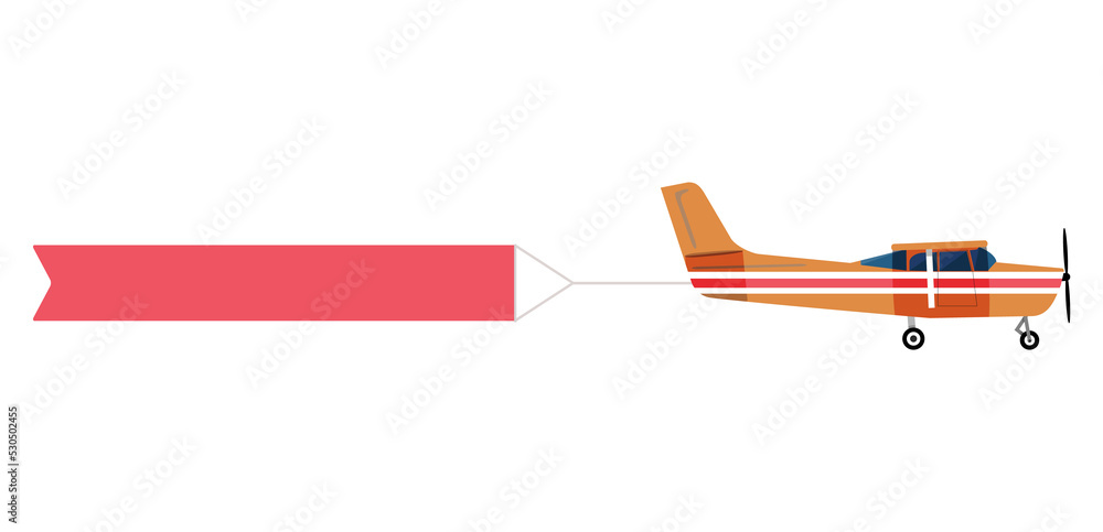 Flying advertising banner pulled by light plane Stock Illustration ...