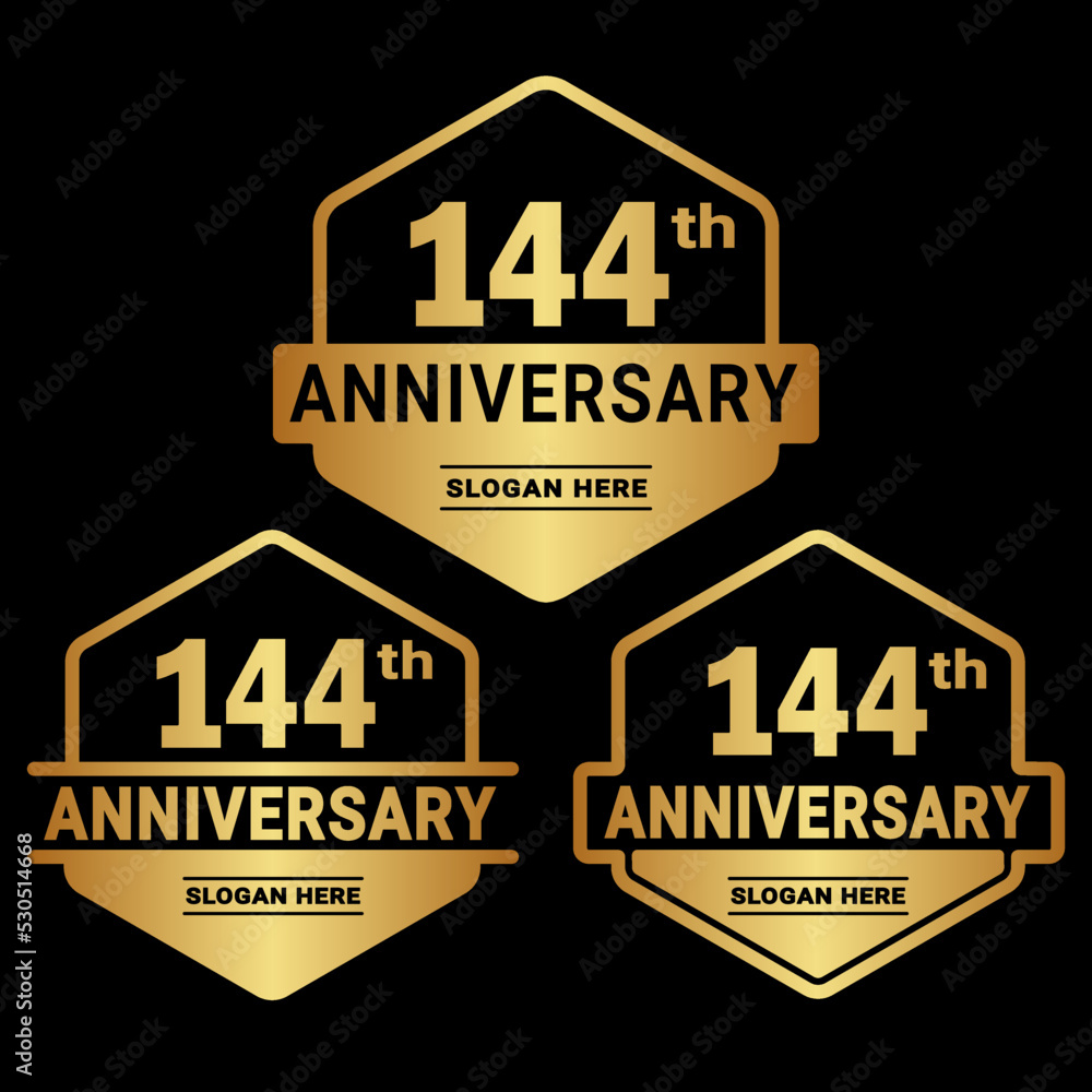 144 years anniversary celebration logotype. 144th anniversary logo ...