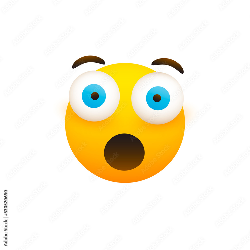 Surprised Face Emoji with Wide Open Pop Out Eyes - Simple Emoticon ...