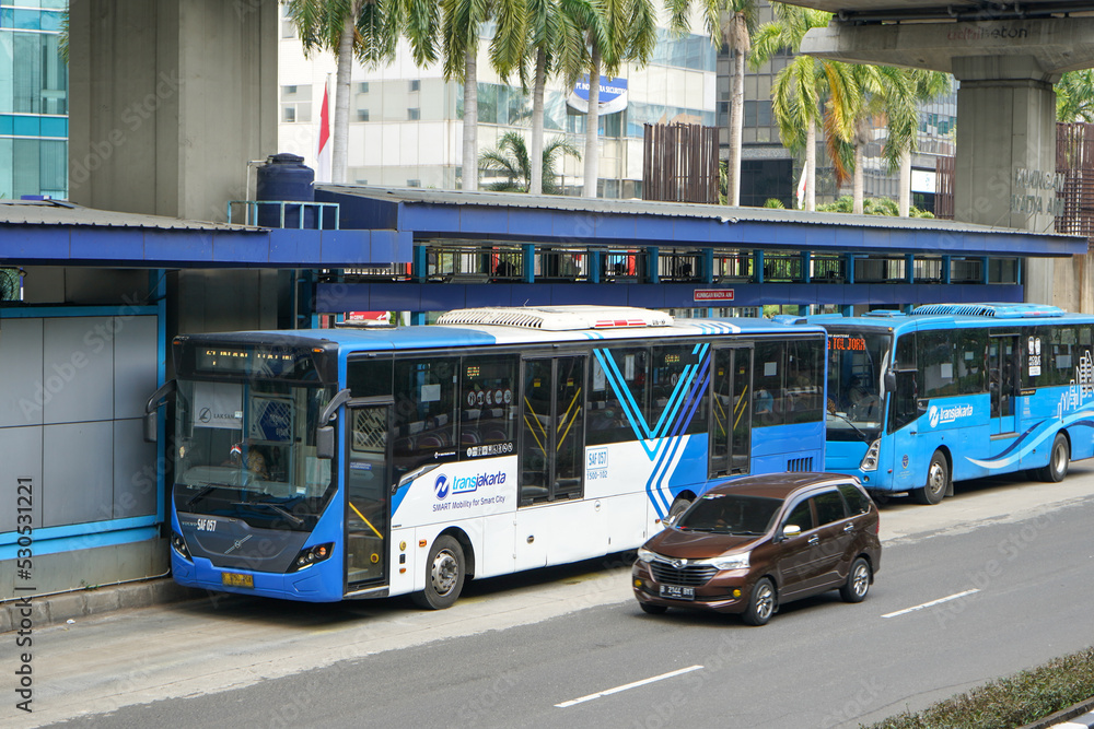 Jakarta, Indonesia - June, 2022 : TransJakarta (often erroneously called Busway) is bus rapid ...