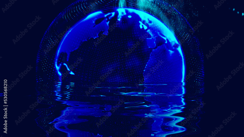 World globe metaverse earth map background. Futuristic technology ...