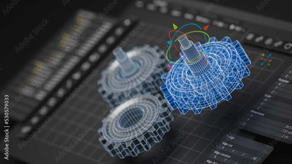 Stock-Illustration „Engineering designer design 3D CAD software program ...