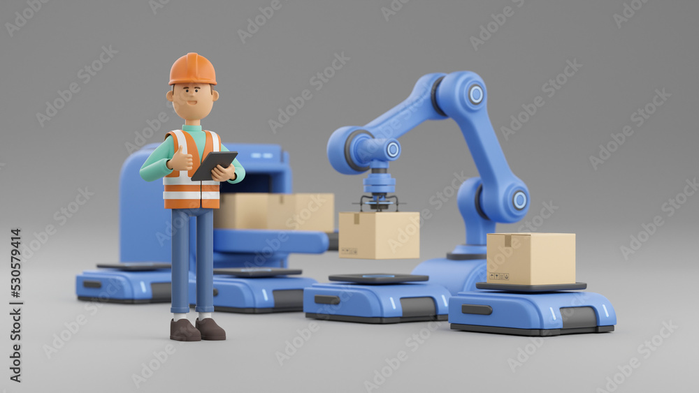 Ilustración de Stock Smart industry production factory warehouse logistic and transport Future ...