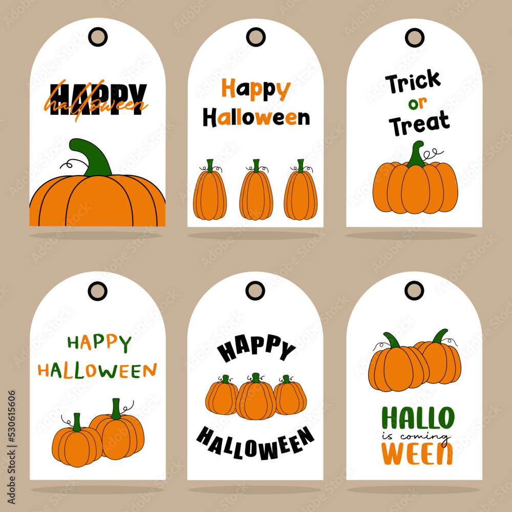 Halloween calligraphy gift tags. Printable greeting cards illustration ...