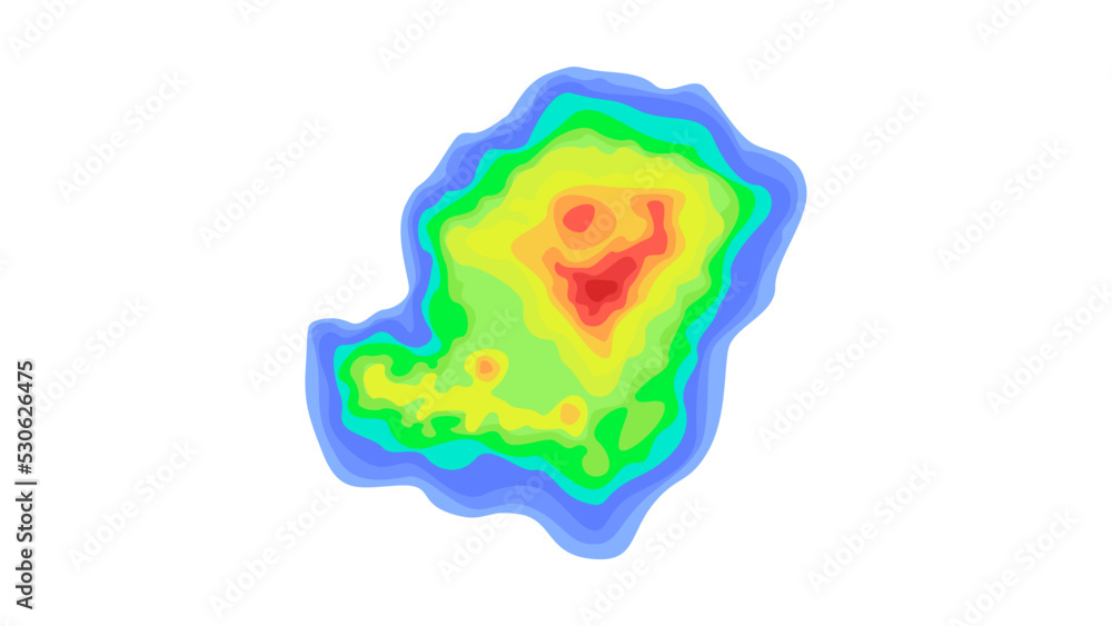 Vector graphic of Color topographic contour map with combination ...