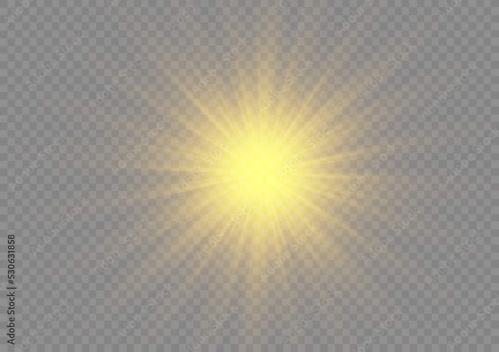 Golden light flare effect with stars, sparkles and glitter. Yellow ...