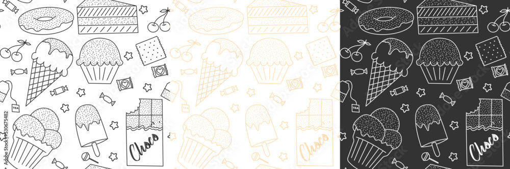 Sweet seamless pattern. Tile textures with a set of thin linear web ...