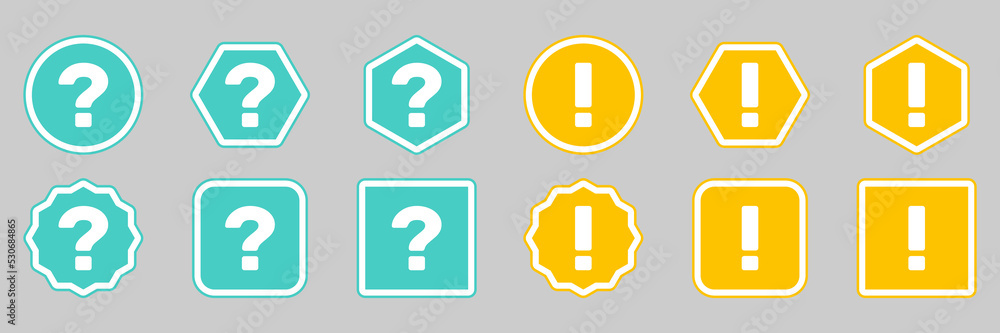 Question mark Icon Set, FAQ sign, Help symbol. Exclamation mark Icon ...