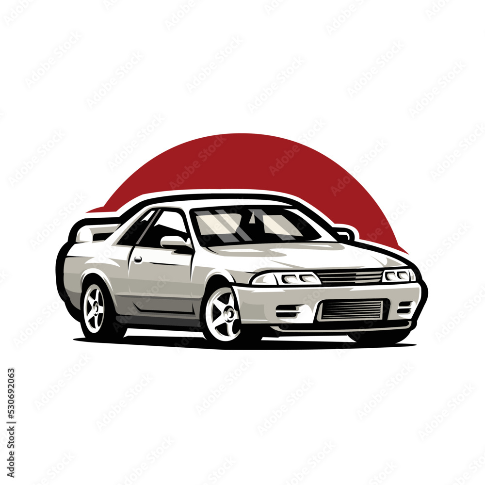 Premium Japanese Sport Car JDM Vector Illustration Isolated in White ...