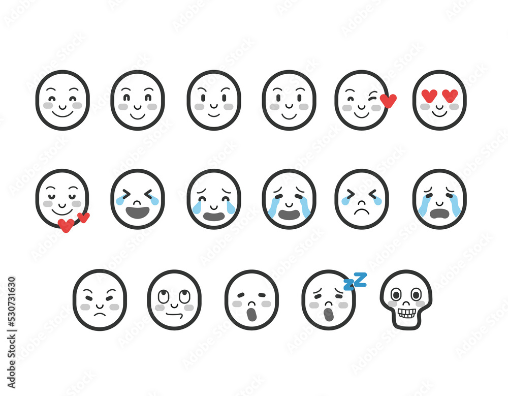 Emoticons outline. Emoji faces emoticon funny smile line black icons ...
