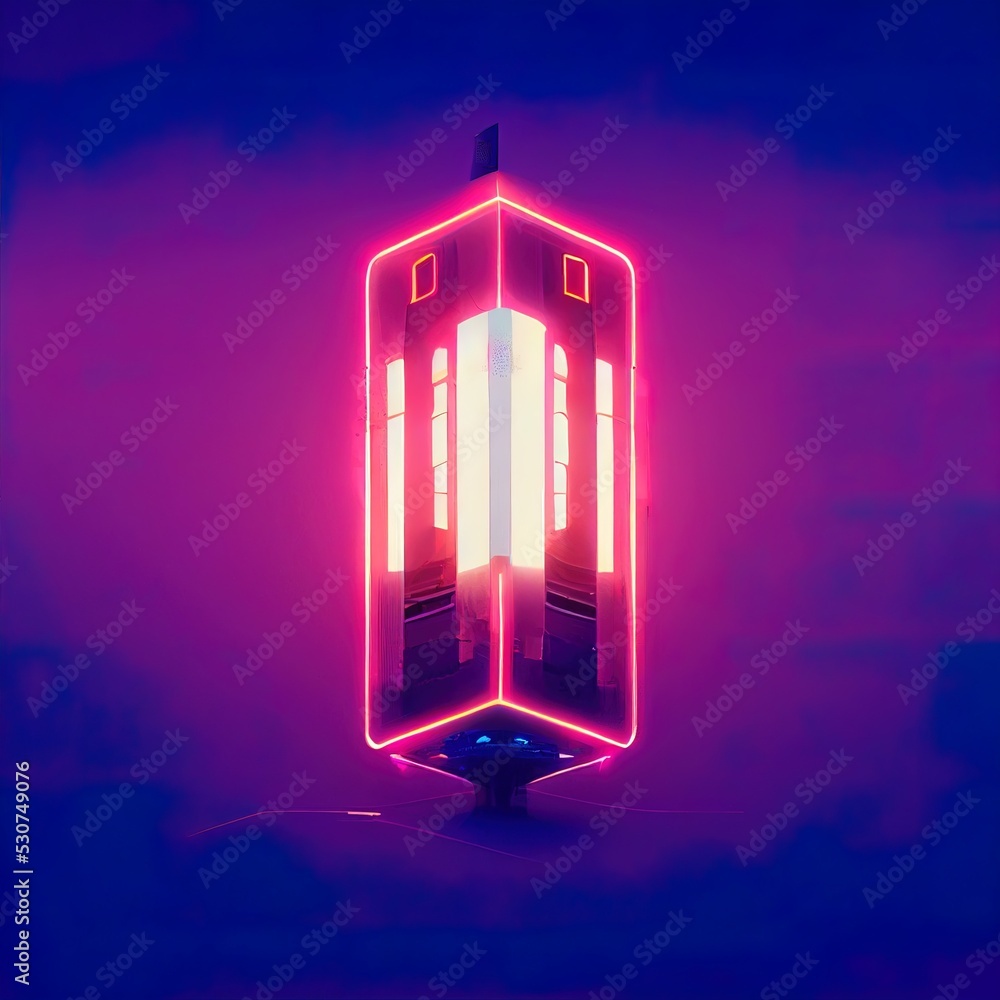 Abstract Future Neon Cyberpunk Urban Scene. Grunge Futuristic concept ...