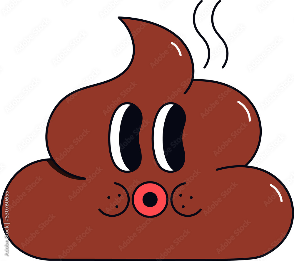 Funny cartoon poop emoticon. Oops emoji. PNG illustration. Stock ...