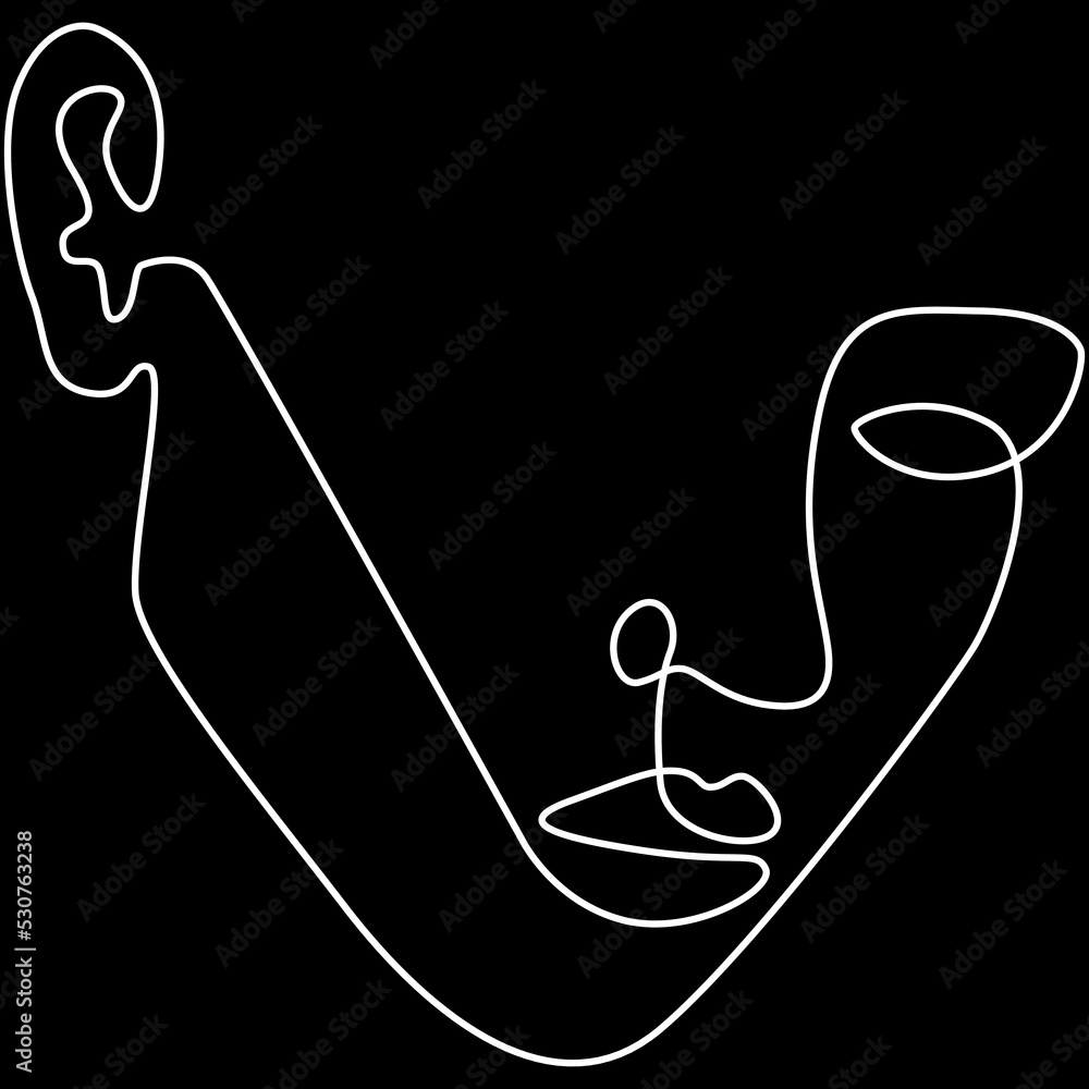 Woman face line drawing. Minimalist hand drawing. Black and white ...