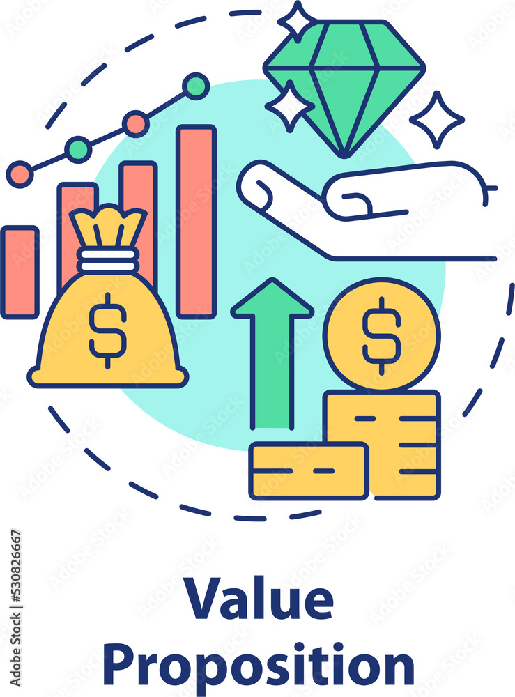 Value proposition concept icon. Company budgeting method. Valued ...