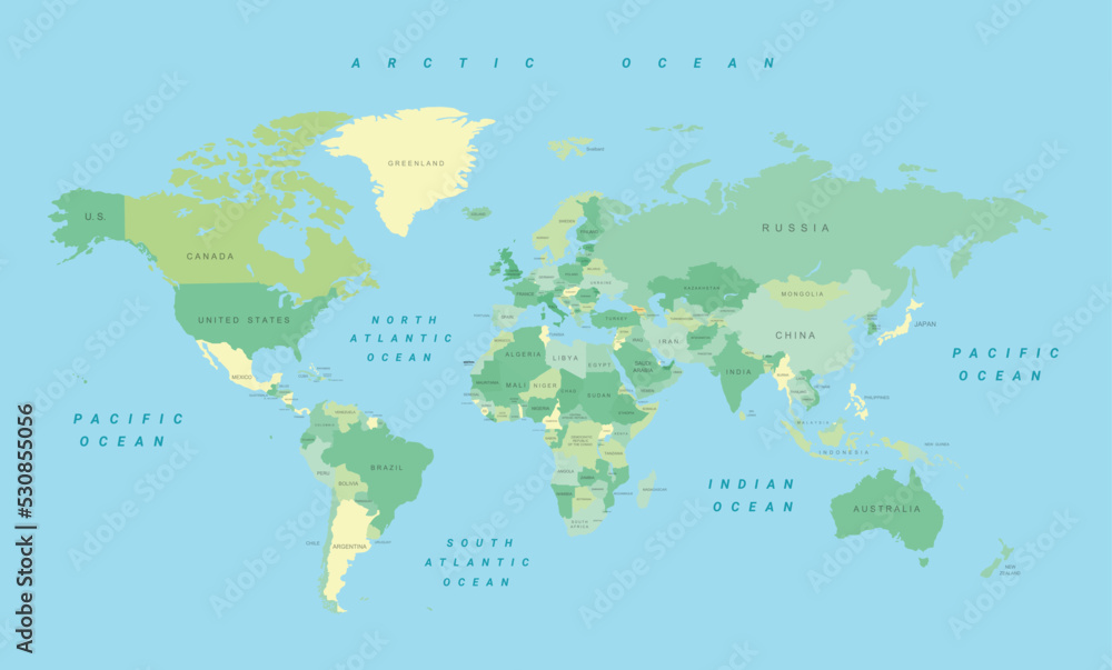Highly detailed political world map. Colorful detailed political world ...