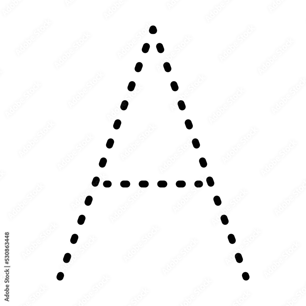 Tracing Alphabet letter A prewriting dotted line element for ...