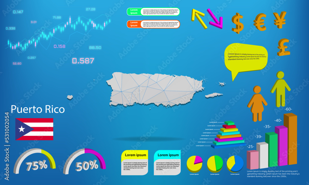 Puerto Rico map info graphics - charts, symbols, elements and icons ...