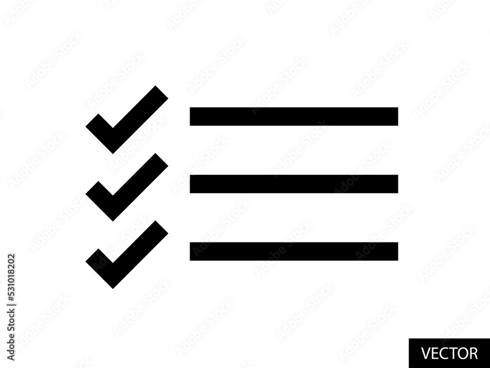 Checklist, To do list, Tasks, Feed, Playlist concept vector icon in line style design for ...