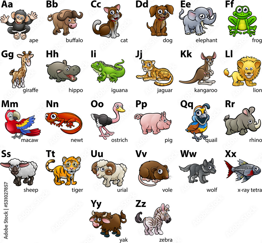 Animal Alphabet Chart Set Stock Illustration | Adobe Stock