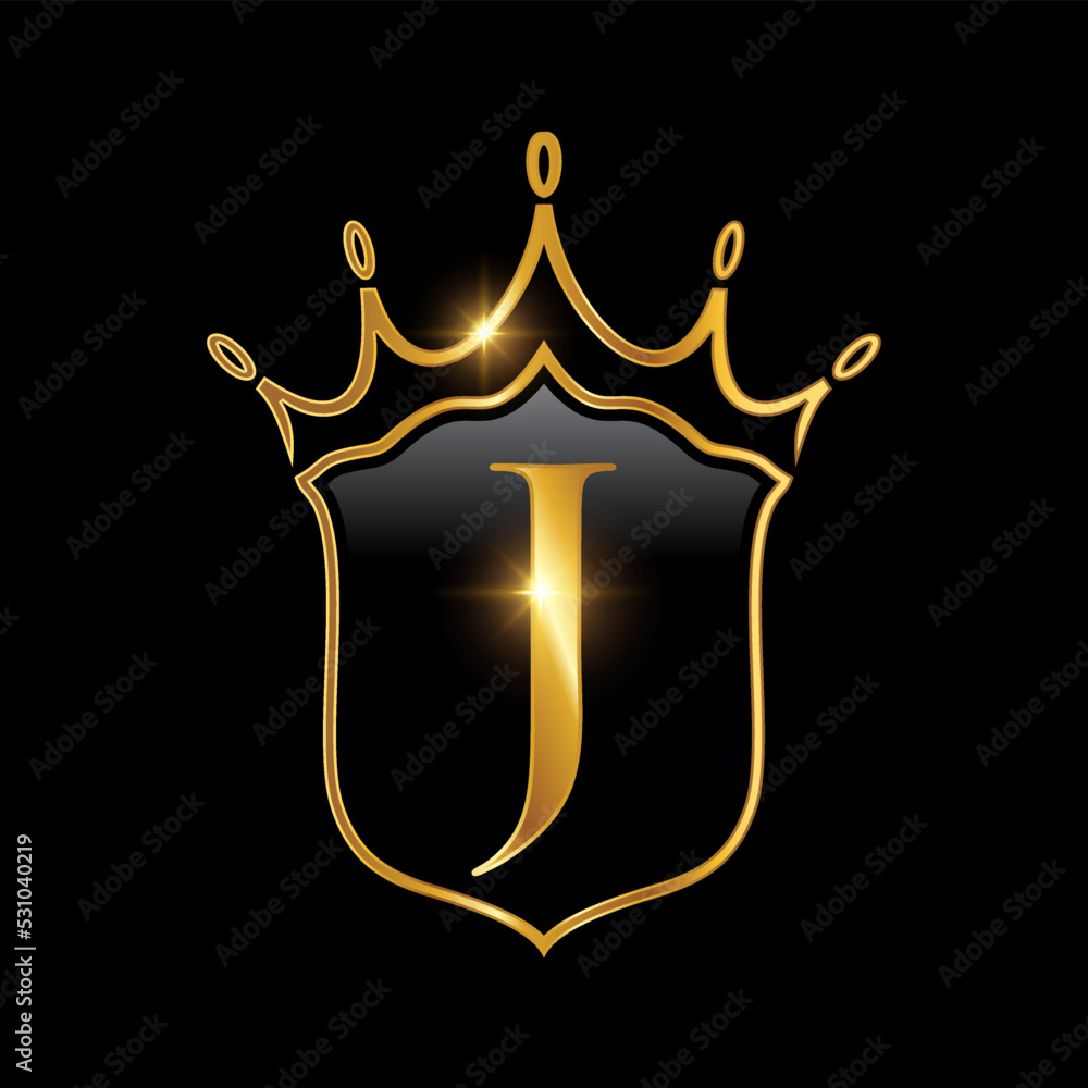 Initial J monogram alphabet with a crown. Royal King queen luxury ...