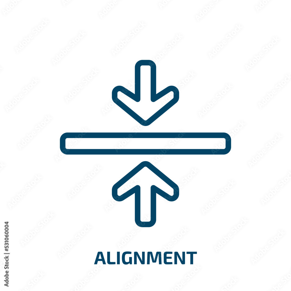 alignment icon from signs collection. Thin linear alignment, arrow, align outline icon isolated ...