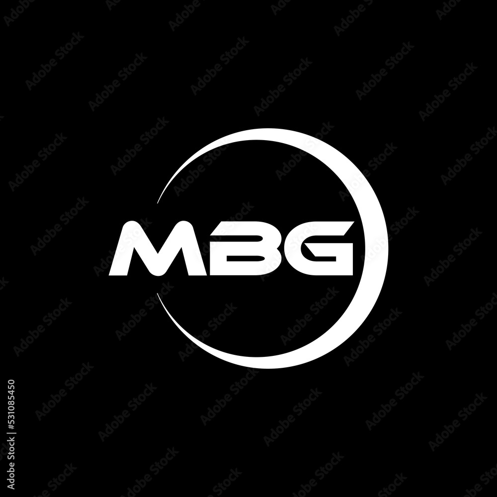 MBG letter logo design with black background in illustrator, cube logo ...