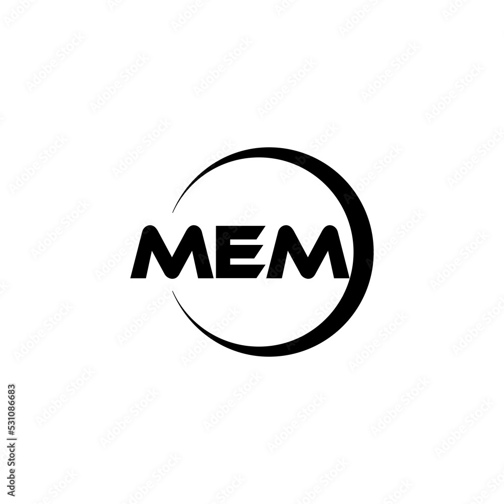 MEM letter logo design with white background in illustrator, cube logo ...