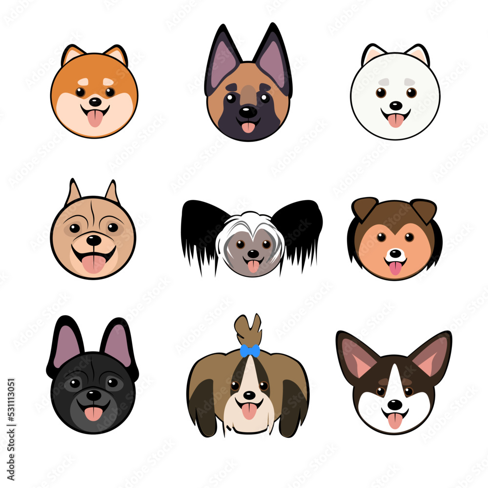 cartoon dogs in chibi style Stock Vector | Adobe Stock