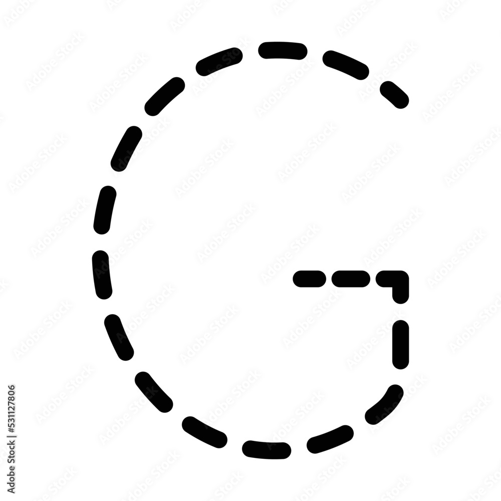 Tracing Alphabet letter G prewriting dotted line element for ...
