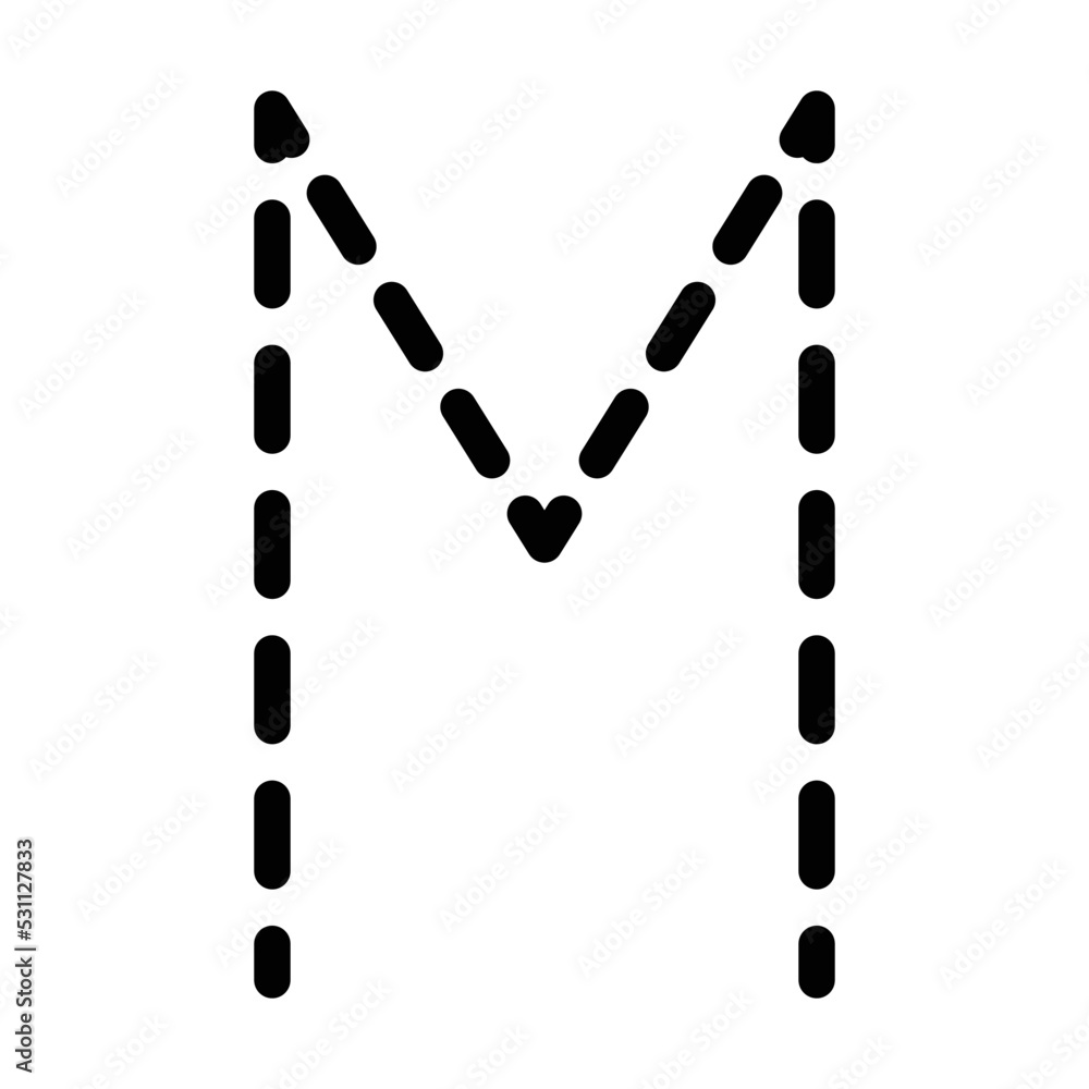 Tracing Alphabet letter M prewriting dotted line element for ...