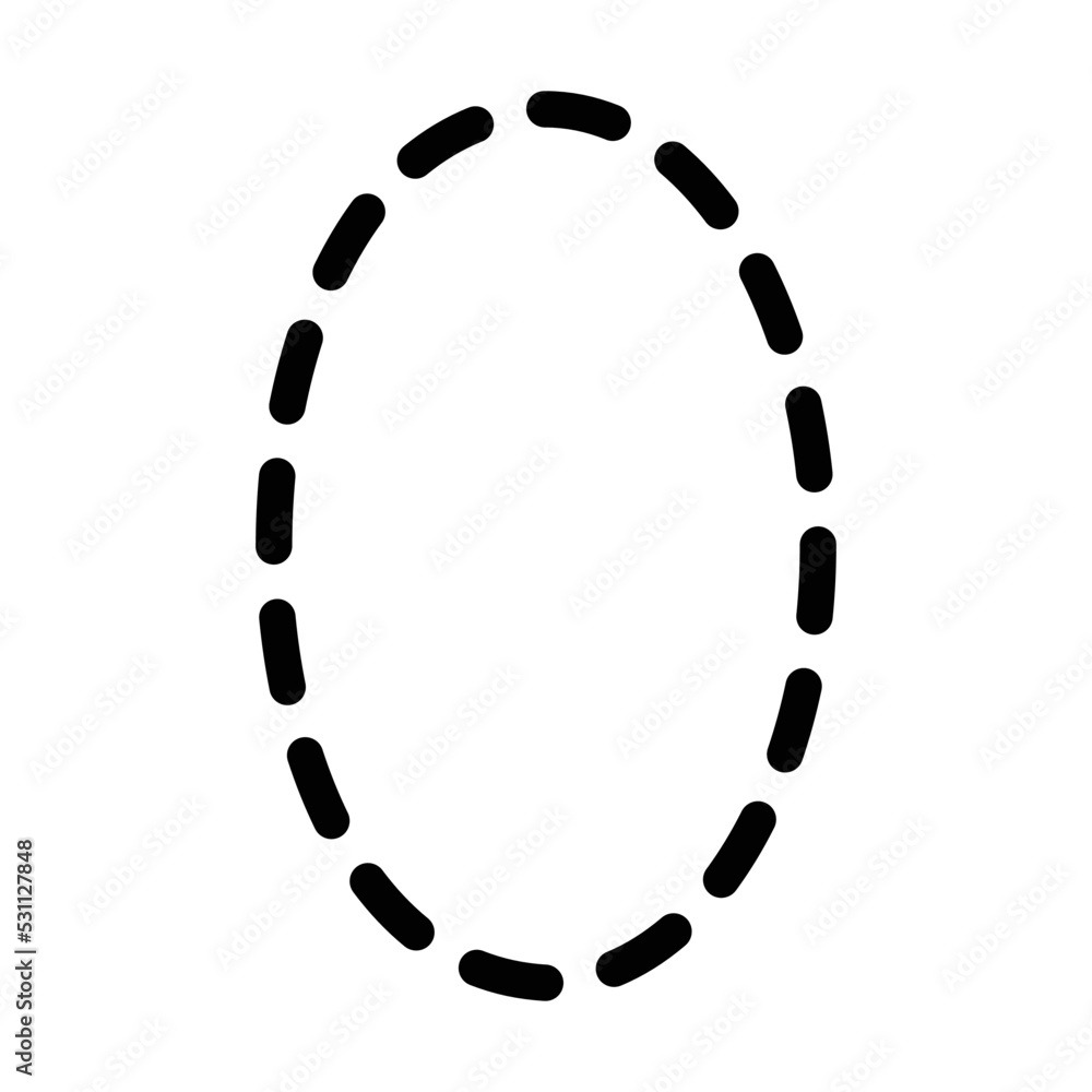 Tracing Alphabet letter O prewriting dotted line element for ...