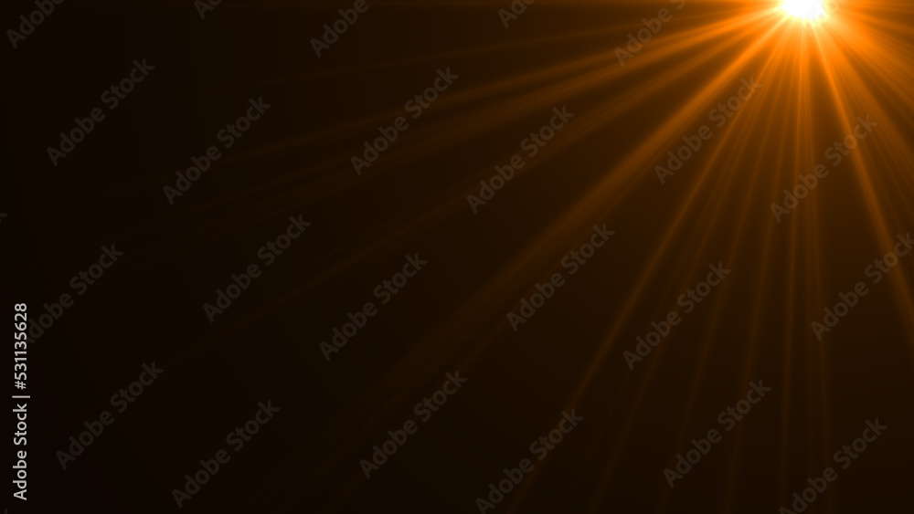 Sun rays light isolated on the black background for overlay design ...