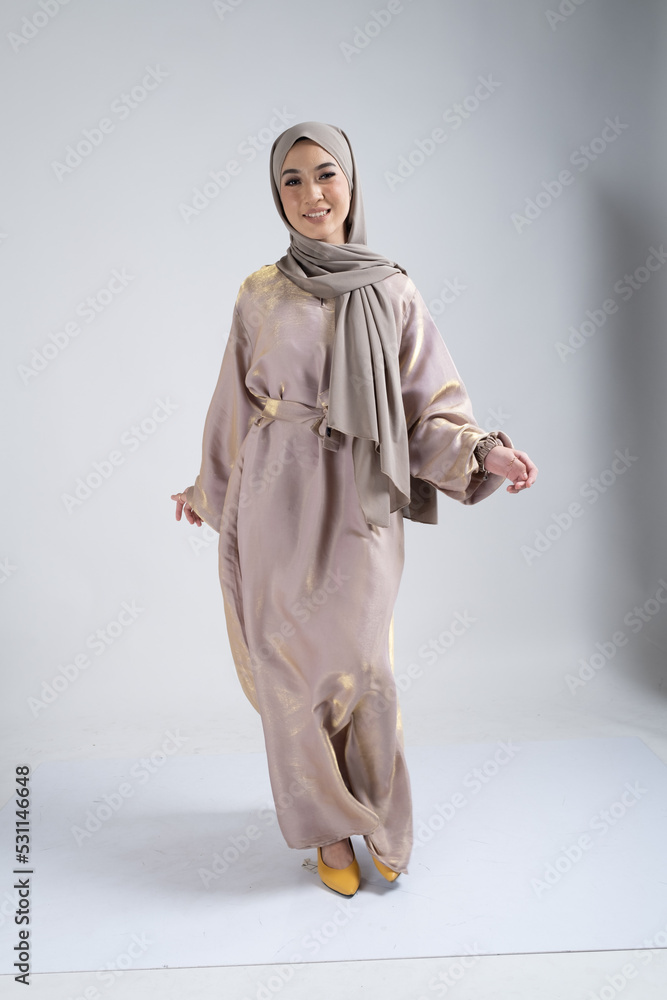 Portrait of a beautiful female Muslim model wearing hijab, a lifestyle ...