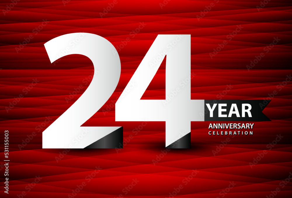 24 Year Anniversary Celebration Logo Vector On Red Background, 24 ...