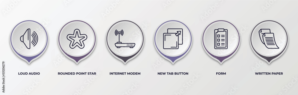 infographic template with outline icons. infographic for user interface concept. included loud ...