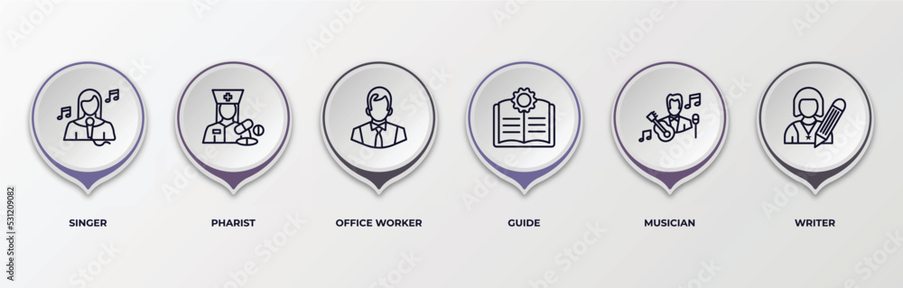 infographic template with outline icons. infographic for professions ...